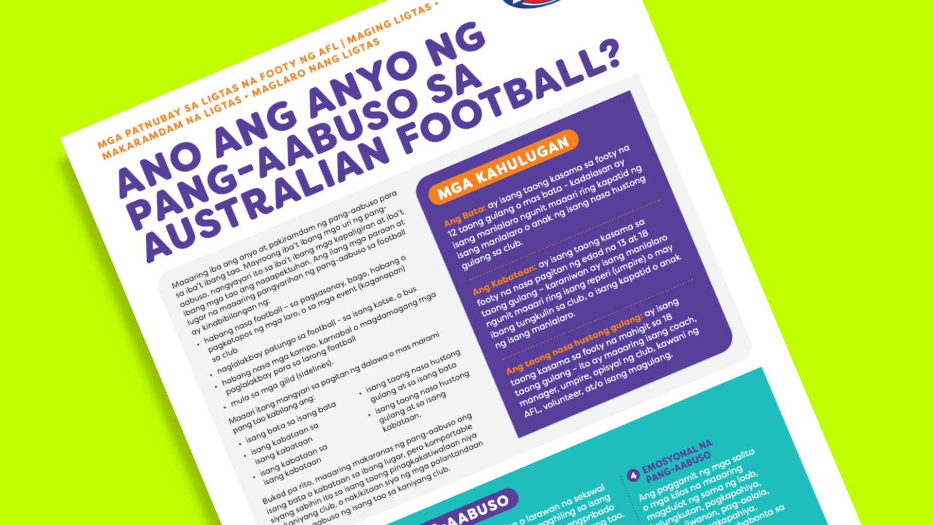 Translated - Abuse in Footy - Tagalog - Play AFL